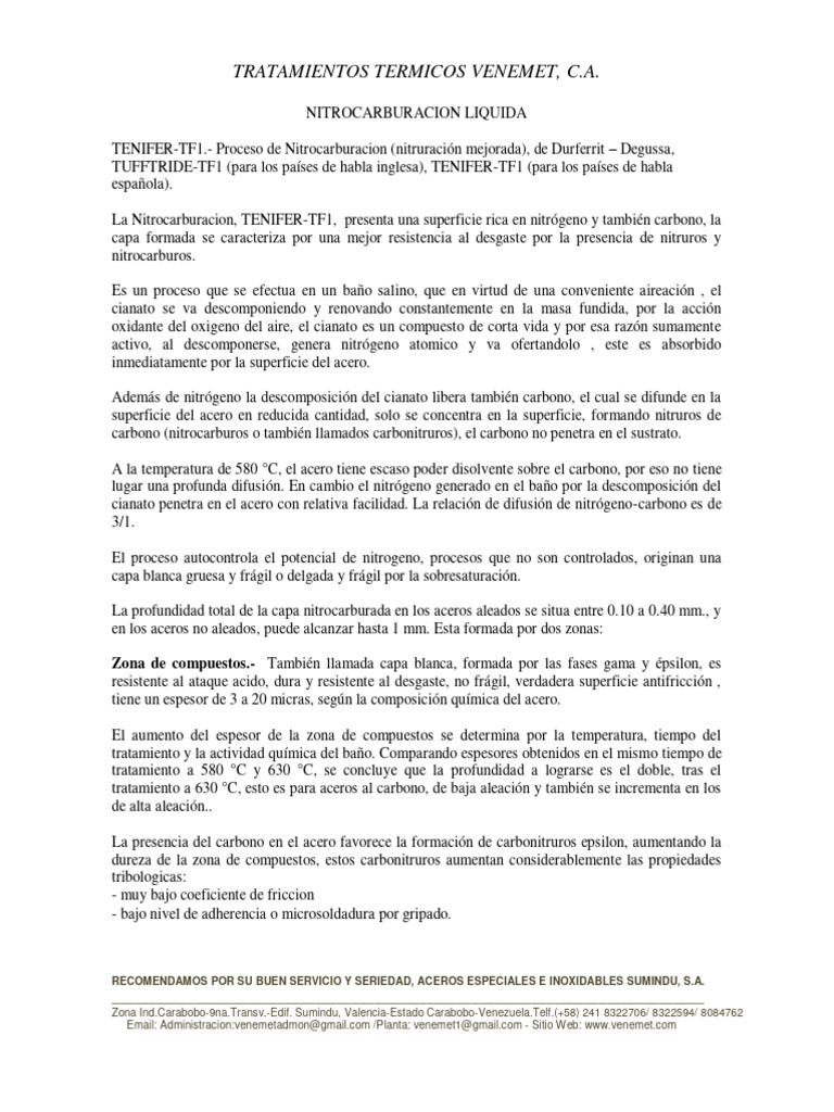 Nitrocarburación TENIFER-TF1: Proceso y Beneficios | PDF | Tratamiento ...