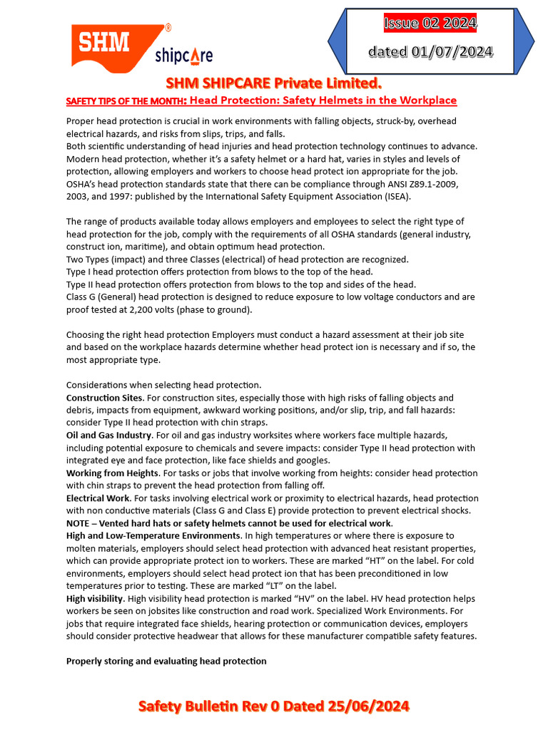 Safety Bulletin Helmet 02 2024 | PDF | Working Conditions ...
