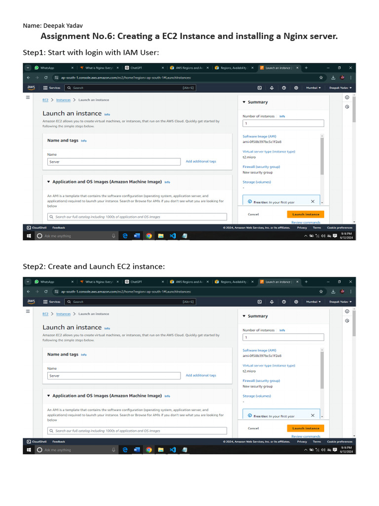 Create EC2 Instance & Install Nginx | PDF