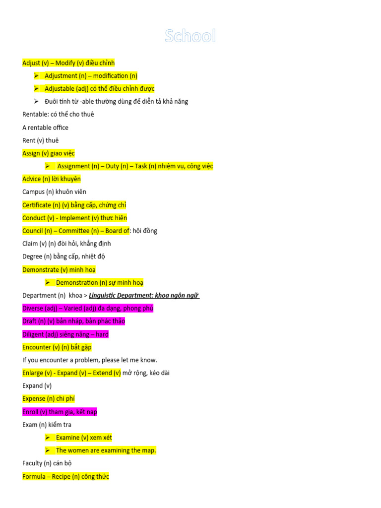 Vocab School Noted | PDF