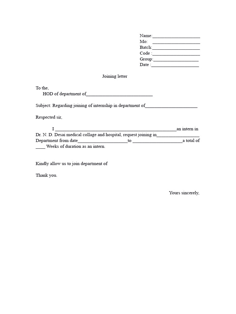 Joining Letter | PDF | Business