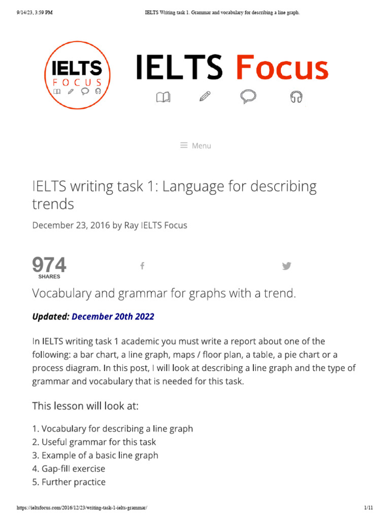 IELTS Writing task 1. Grammar and vocabulary for describing a line ...