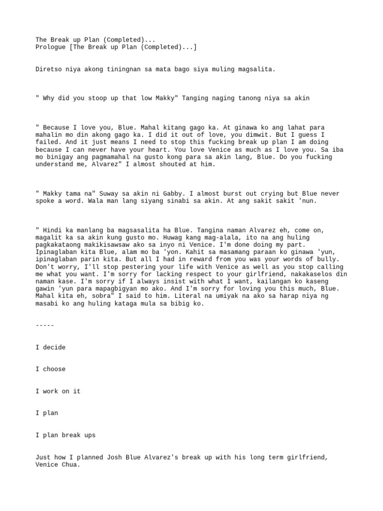 The Break Up Plan | PDF