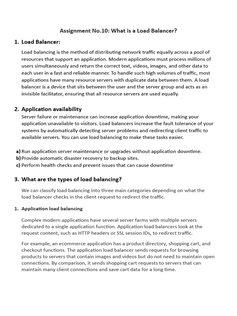 Cloud Computing Assignment 10 Pdf Load Balancing Computing Computer Network