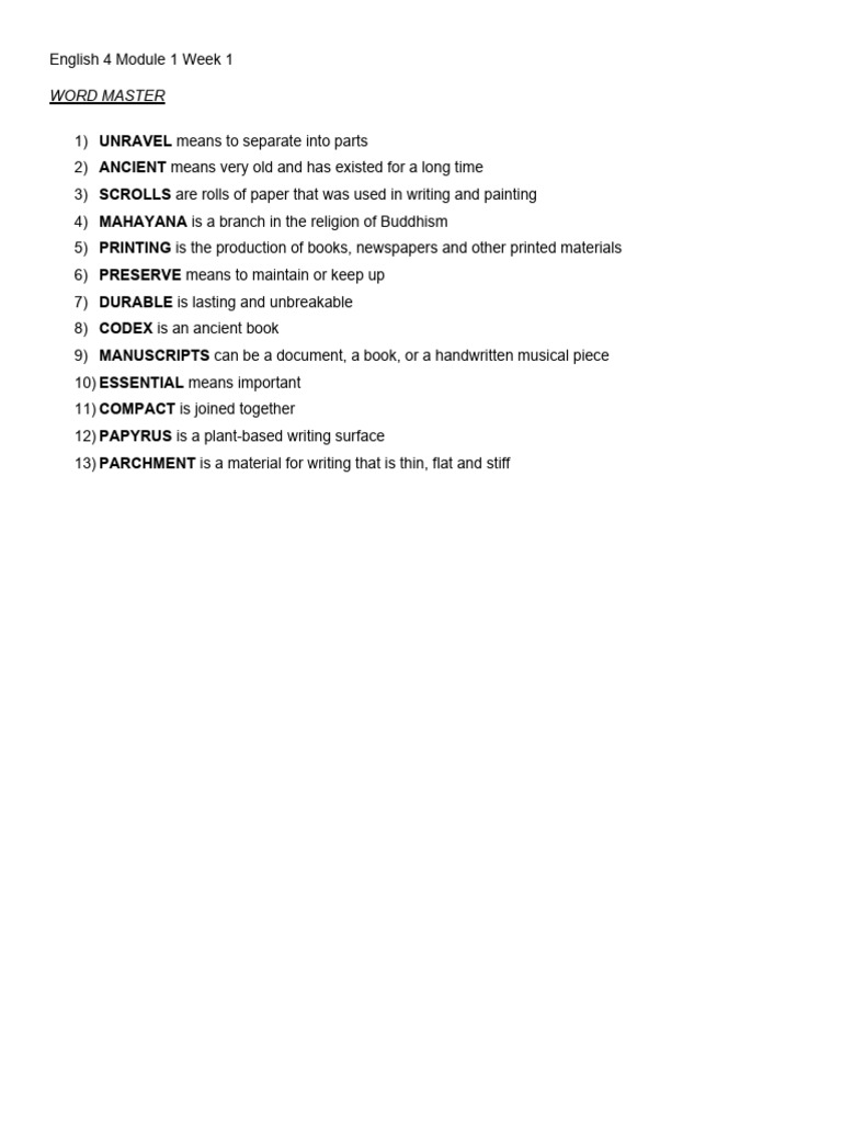English 4 Module 1 Week 1 Supporting Materials Page 5 | PDF