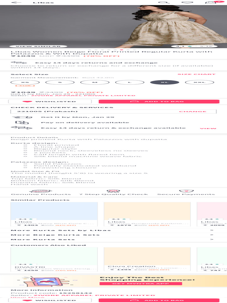 Buy Libas Women Beige Floral Printed Regular Kurt | PDF | Textiles ...