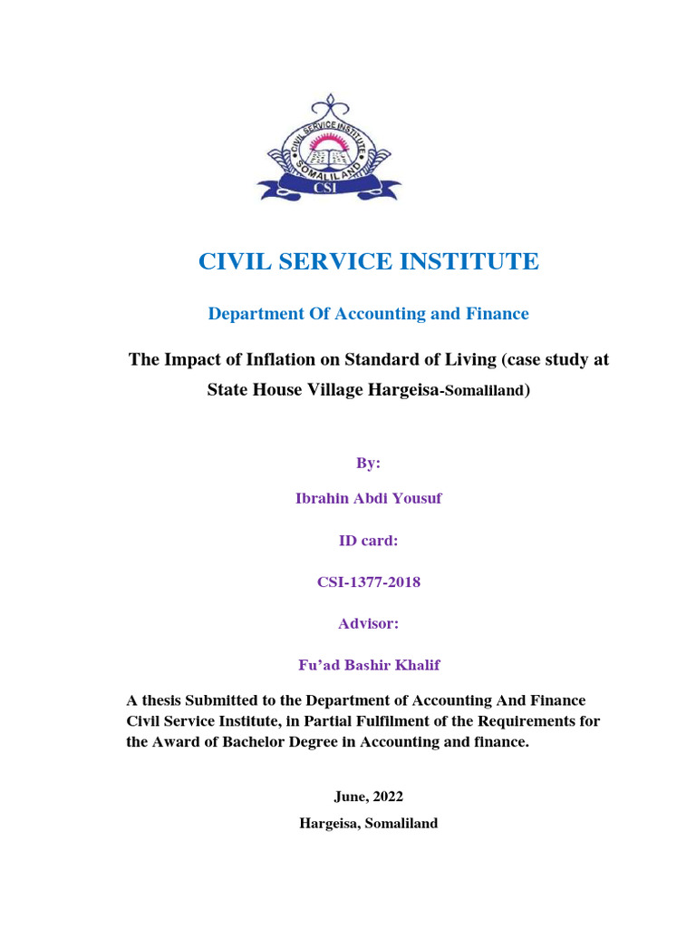 Final Thesis The Impact of Inflation, On Standard of Living Thesis Book ...