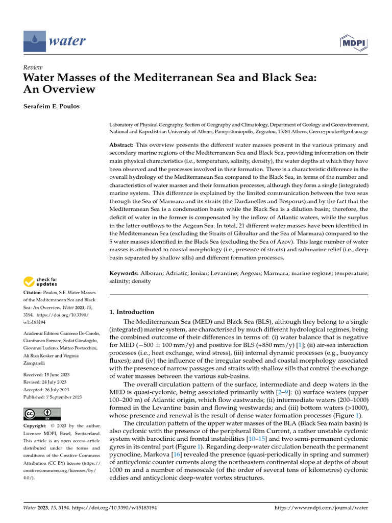 Water Quality Research Article | PDF | Mediterranean Sea | Black Sea