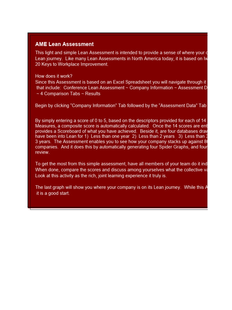AME Lean Assessment | PDF | Supply Chain | Accounting