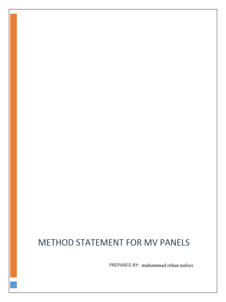 Method Statement MV Panel Complete | PDF | Relay | Transformer