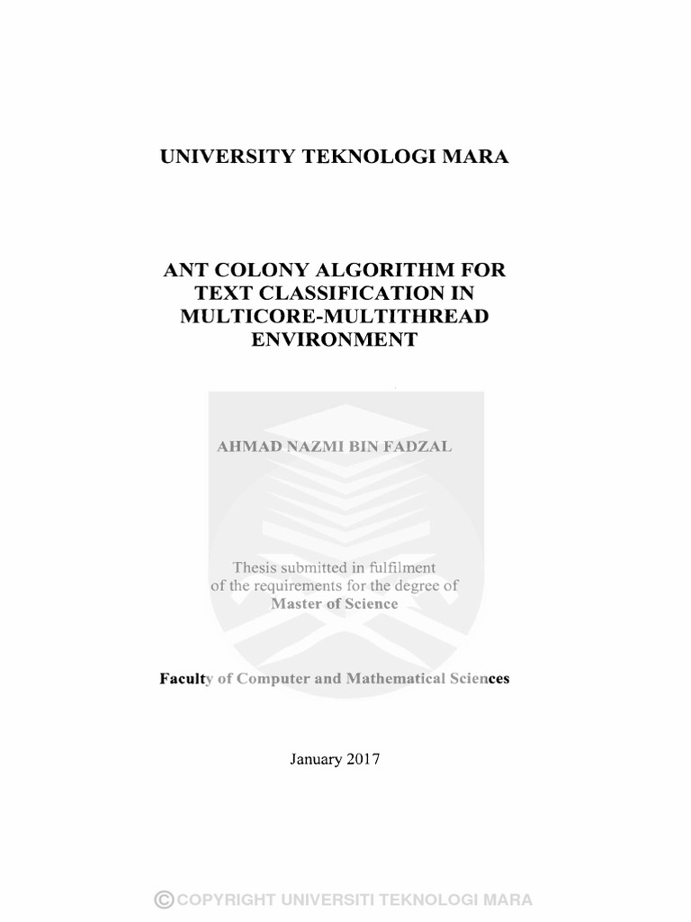 Ant Colony Algorithm For Text Classification In Multicore Multithread Environment Pdf