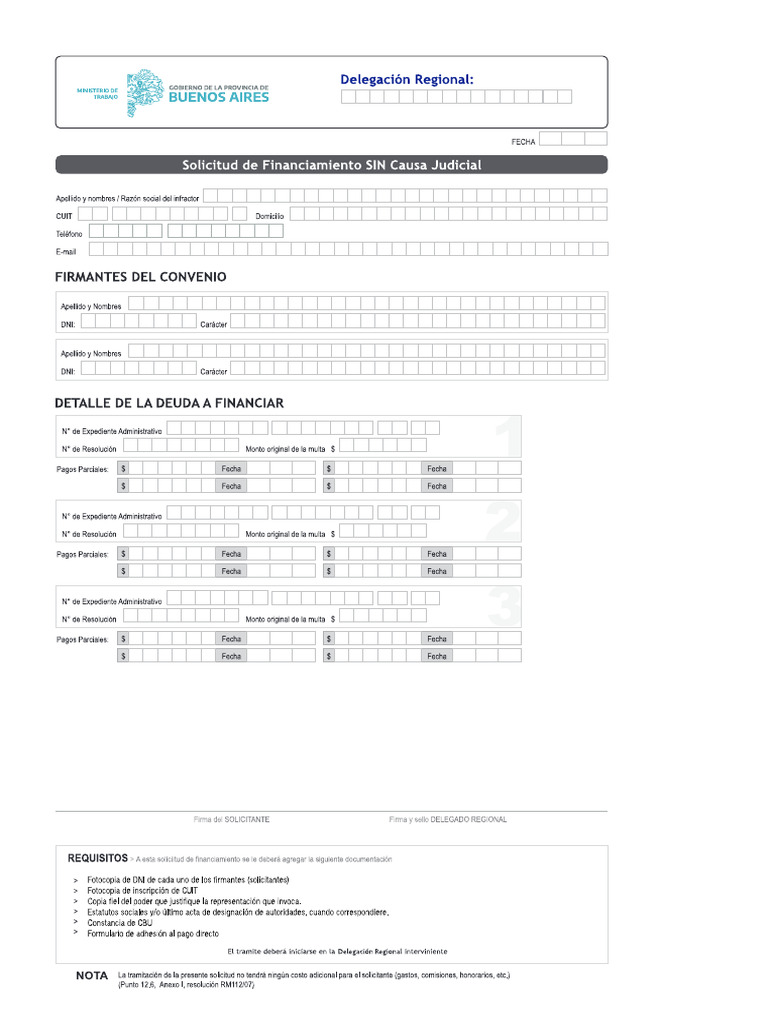 Formulario Ministerio Trabajo | PDF