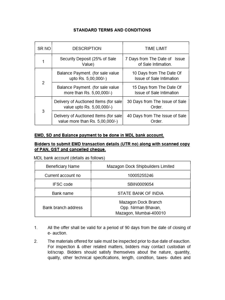 Standard Terms Conditions Forward Auction | PDF | Auction | Legal Liability