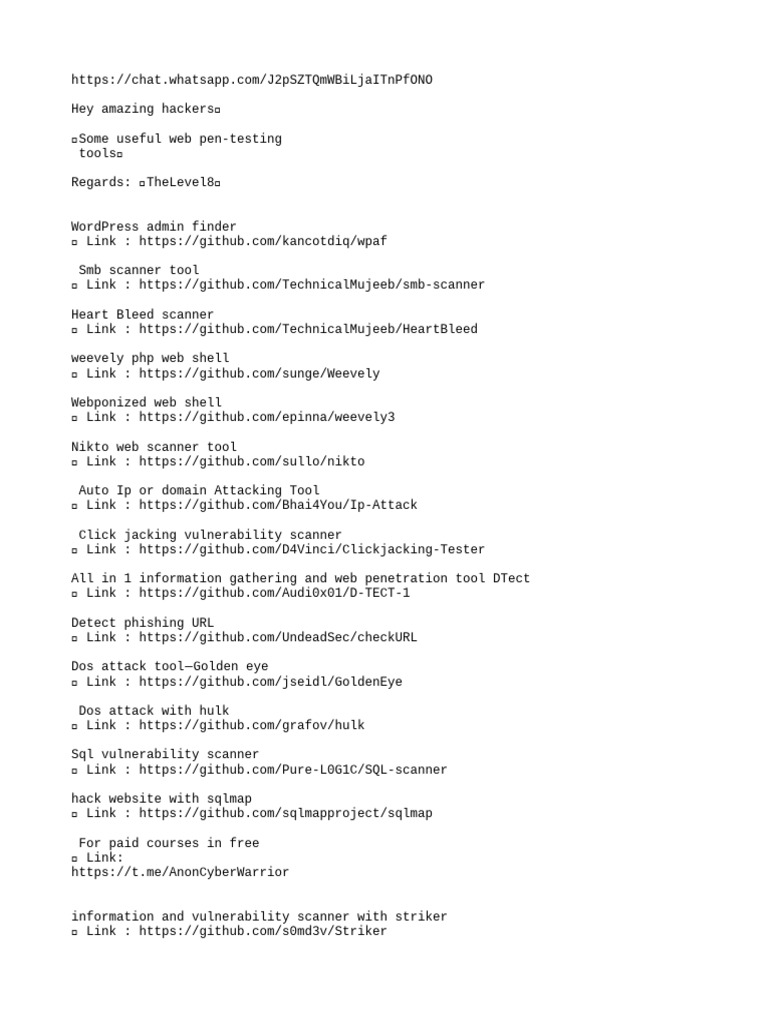 Web Pen Testing Tools | PDF Web Pen Testing Tools | PDF