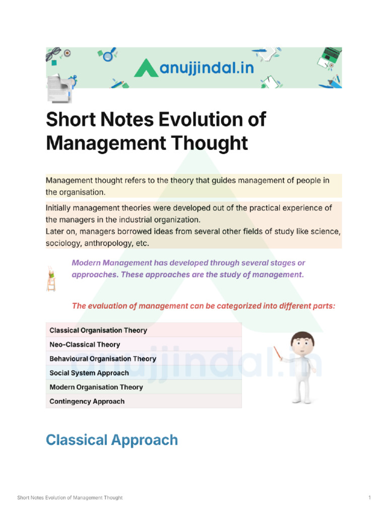 Short Notes Evolution of Management Thought 2 1 Lyst1140 | PDF