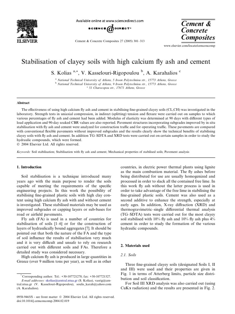2005 Stabilisation of Clayey Soils With High Calcium Fly Ash and Cement ...