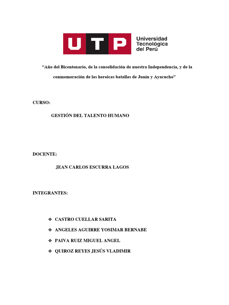 Ta4 Geston De Talento Humano Pdf Gestión De Recursos Humanos