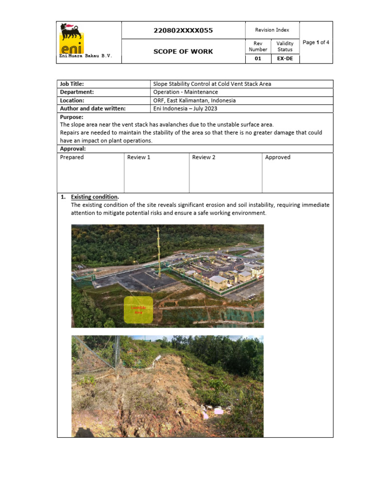 SOW-55 - Slope Stability Control at Cold Vent Stack Area - 03 | PDF ...