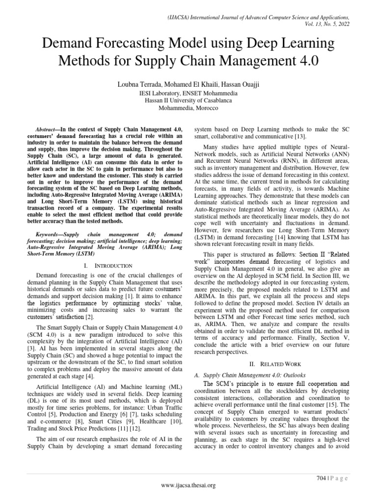 Paper 81 Demand Forecasting Model Using Deep Learning Methods Pdf