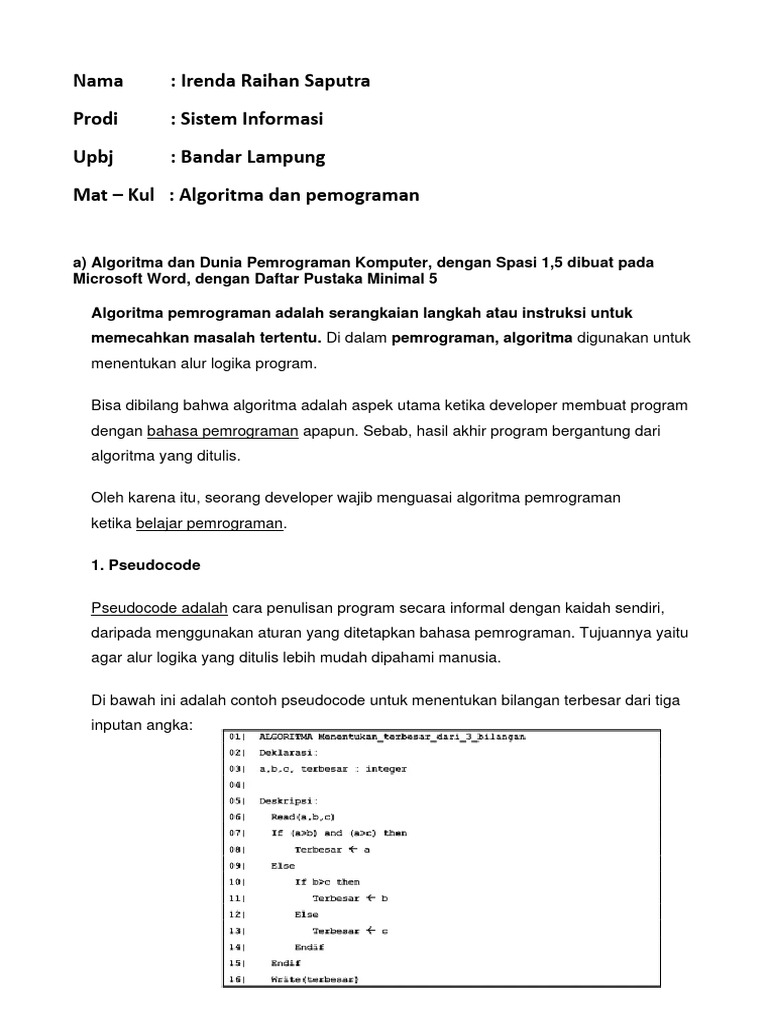 Tugas 1 Algoritma Pemograman | PDF