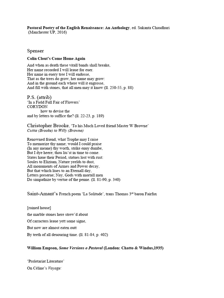 Pastoral Poetry + Empson | PDF