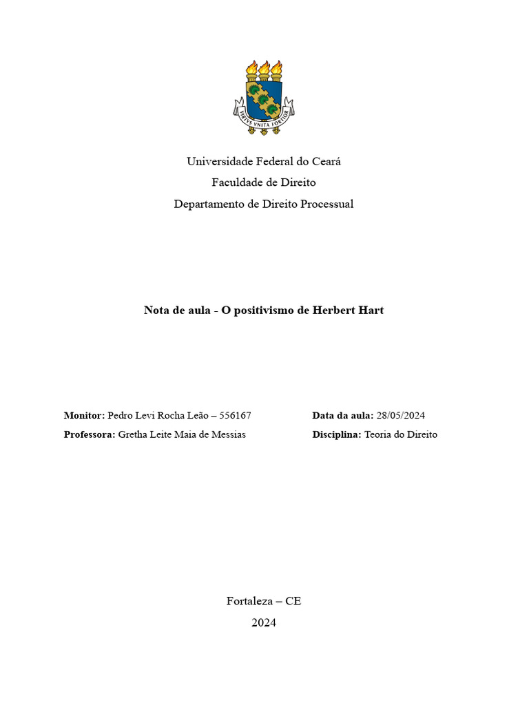Nota de Aula (Hart) - Teoria Do Direito - Levi | PDF | Justiça | Crime ...