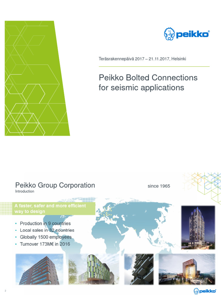Peikko Bolted Connections For Seismic Aplications Terasrakennepaiva2017 ...