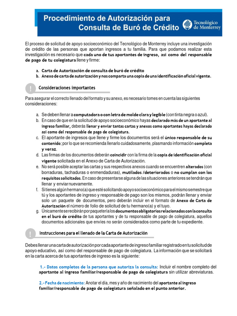 CARTAS - Formatos para Autorizacion Buro - Credito | PDF | Documento de identidad