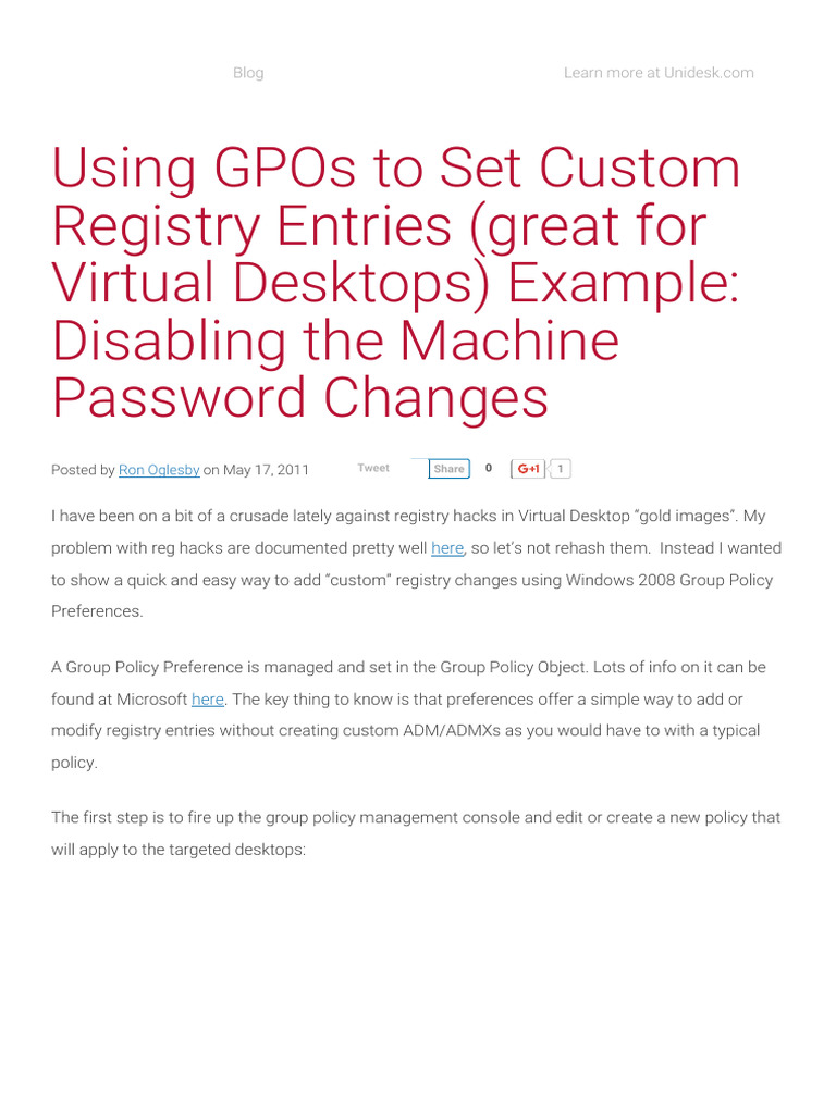 Disabling The Machine Password Changes | PDF | Group Policy | Windows Registry