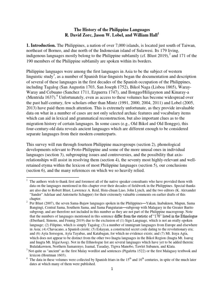 Philippines Historical Chapter (Zorc-Lobel-Hall) | PDF | Tagalog Language | Linguistics