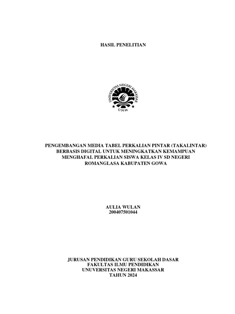 Aulia Wulan - Hasil Penelitian Fix | PDF