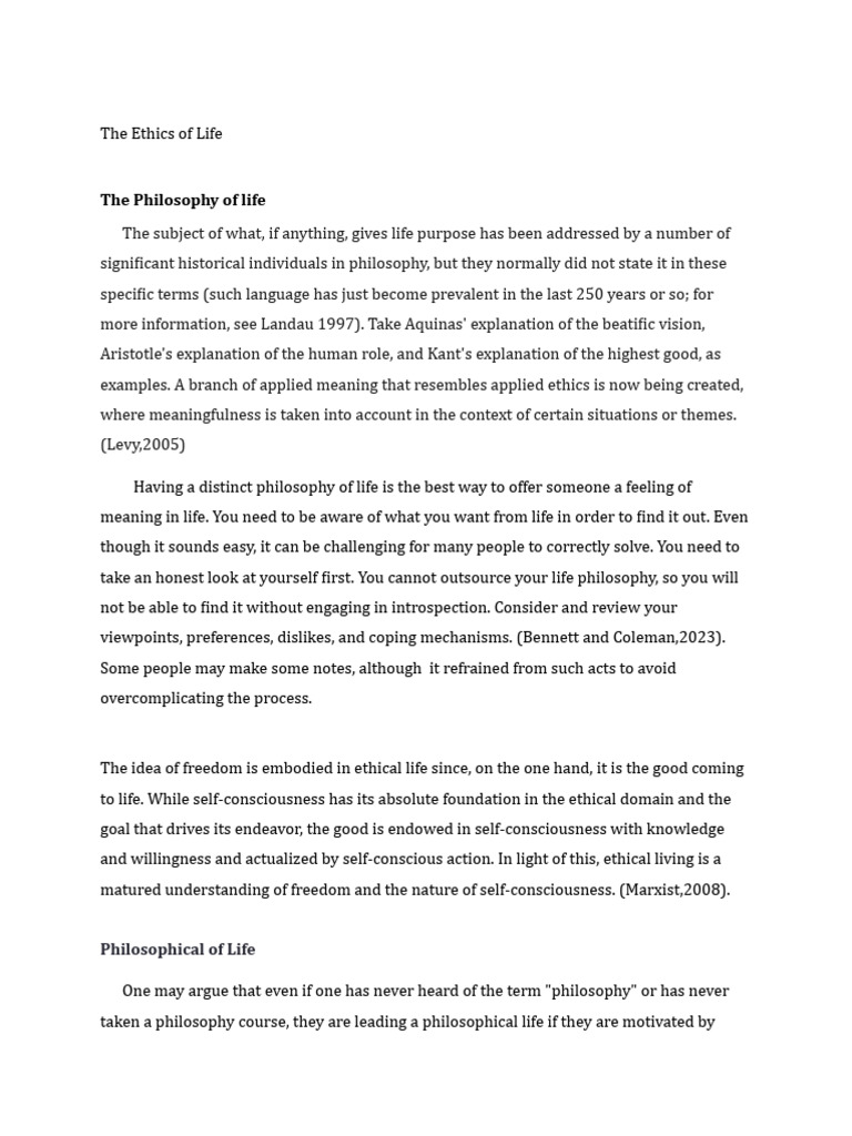 Exploring Life's Ethical Philosophy | PDF | Truth | Dignity