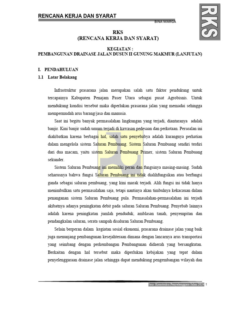Rencana Kerja Pembangunan Drainase 2024 | PDF | Teknologi & Rekayasa