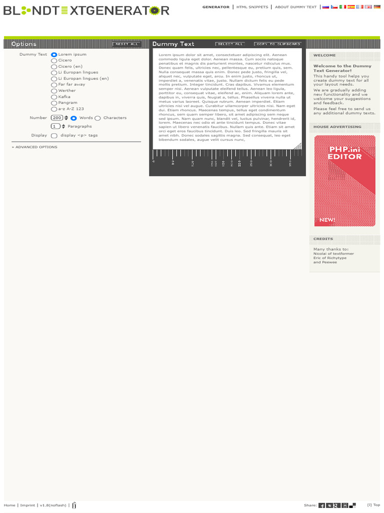 Dummy Text Generator Lorem Ipsum For Webdesigners 2 | PDF
