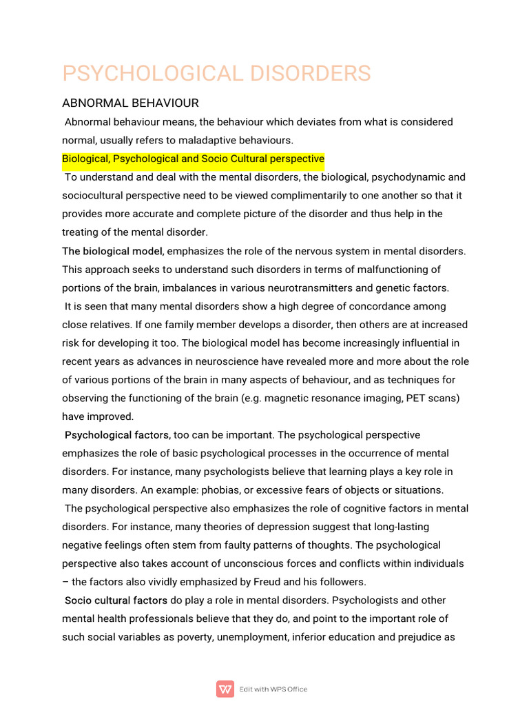 Psychological Disorders and Psychotherapy | PDF