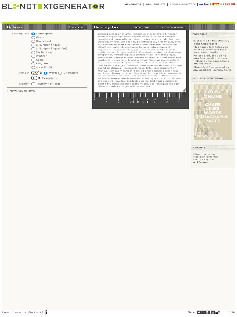 Dummy Text Generator Lorem Ipsum For Webdesigners 3 | PDF