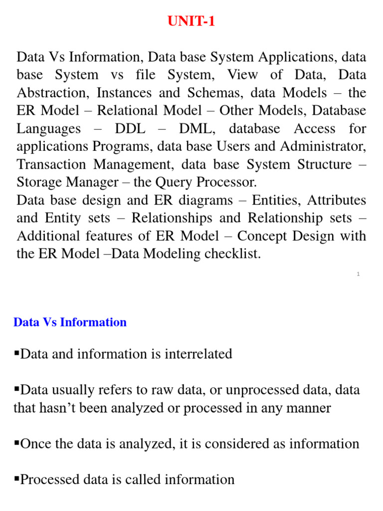 unit 1 | PDF | Databases | Data Model