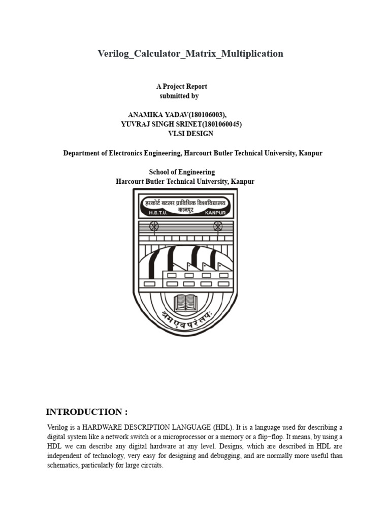 Verilog Calculator Matrix Multiplication | PDF | Hardware Description ...