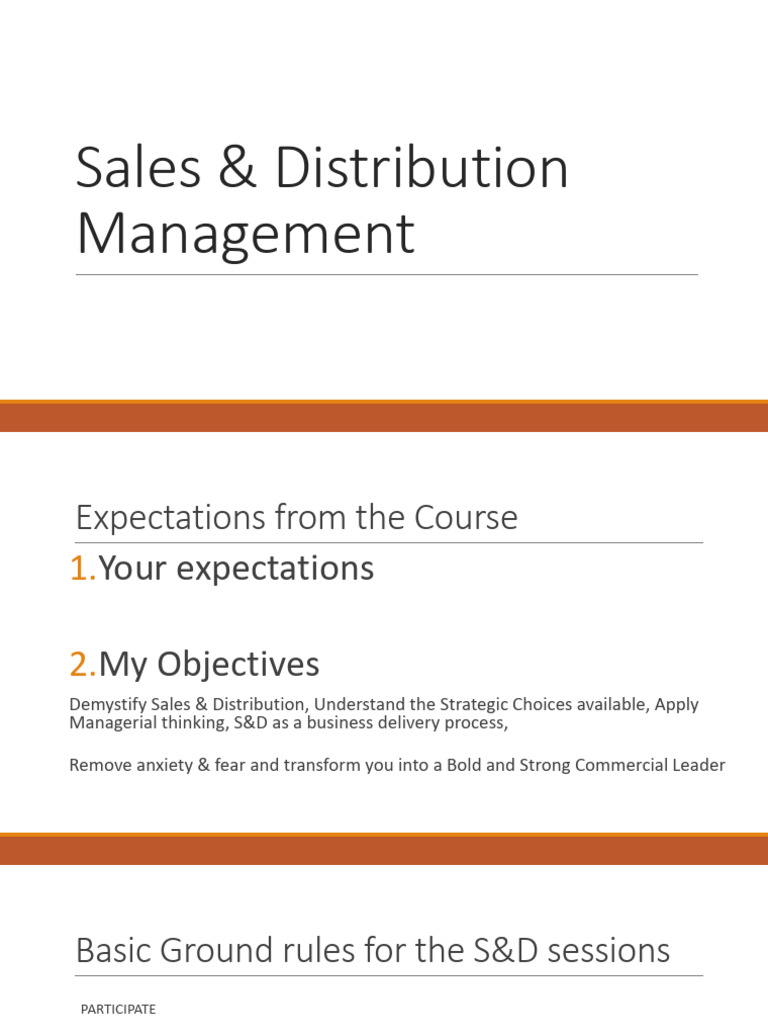 Introduction - Sales & Distirbution 2024 | PDF | Sales | Strategic ...