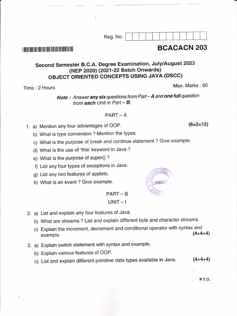 NEP BCA II Sem Java 203 | PDF | Interface (Computing) | Models Of ...