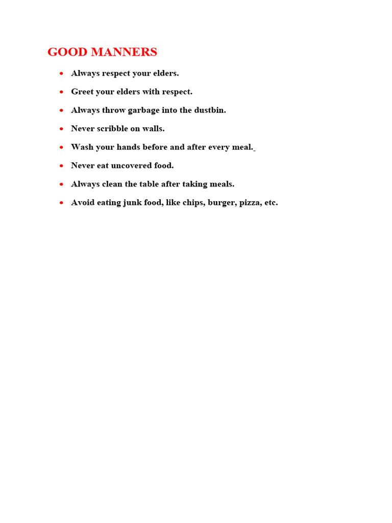 Essential Good Manners Guide | PDF | Cooking, Food & Wine | Home & Garden