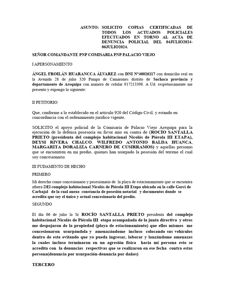 Solicito Copia de Actuados | PDF | Gobierno