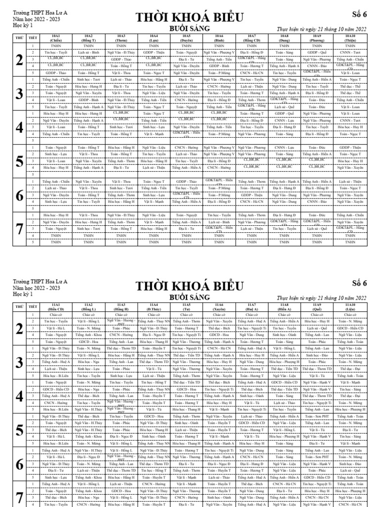 TKB Sang So 6 Toan Truong (21.11) | PDF