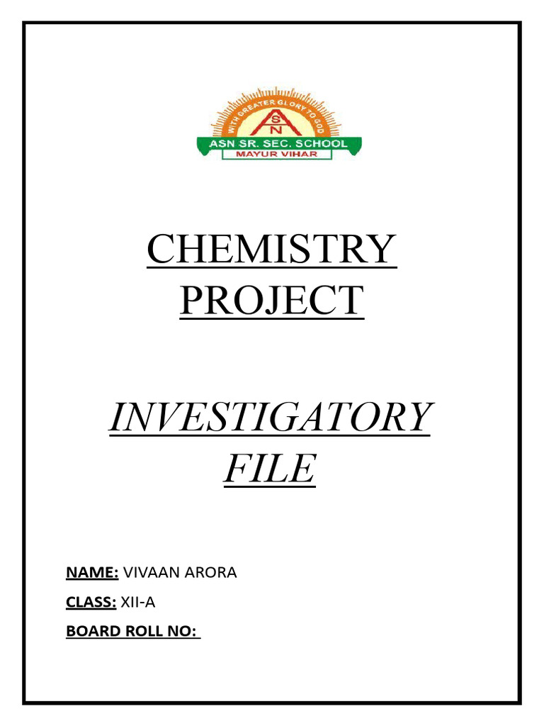 Chemistry Project | PDF | Nicotine | Tobacco