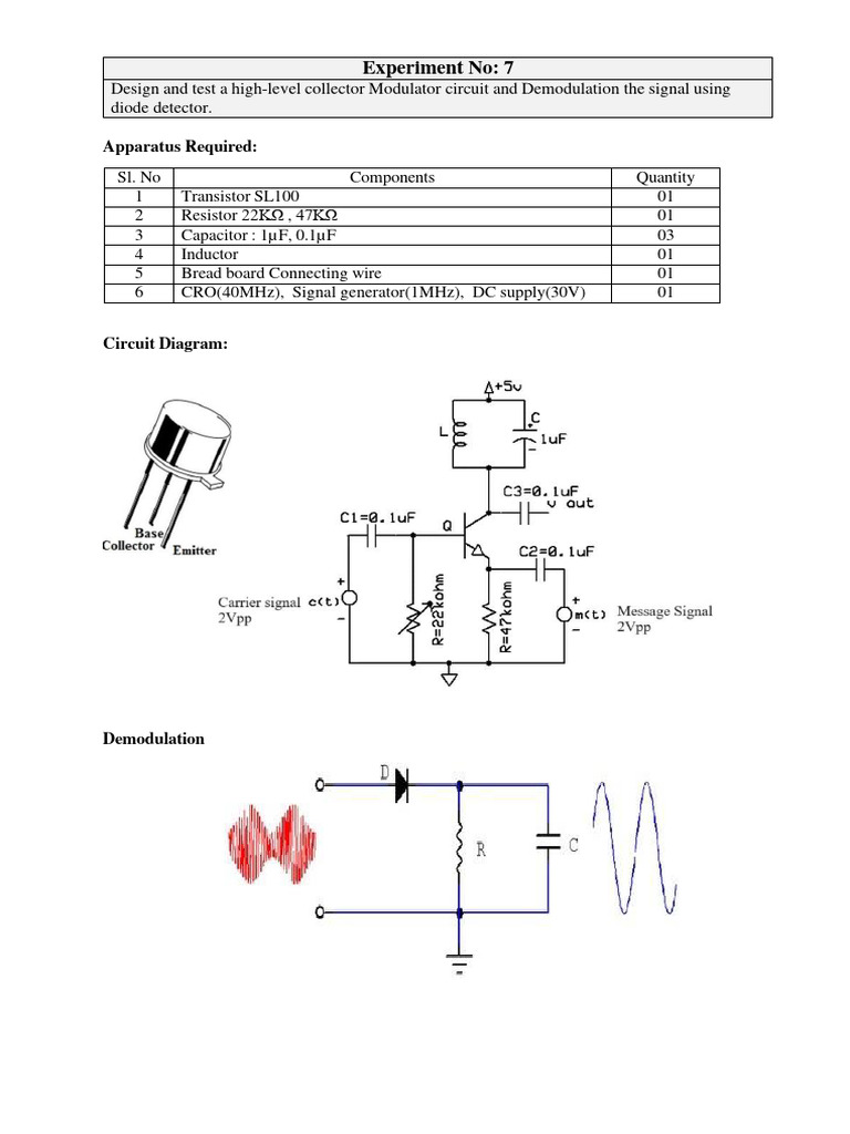 Communication Lab Exp 7 | PDF | Modulation | Detector (Radio) Communication Lab Exp 7 | PDF | Modulation | Detector (Radio)