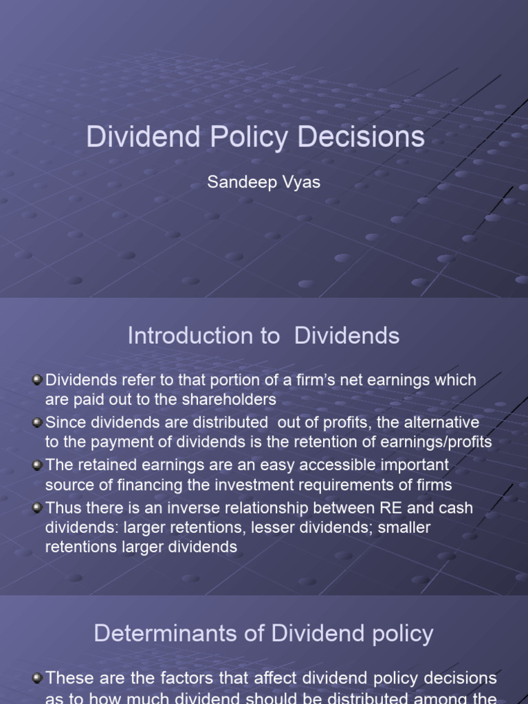 Dividend Policy Decisions | PDF | Dividend | Investing
