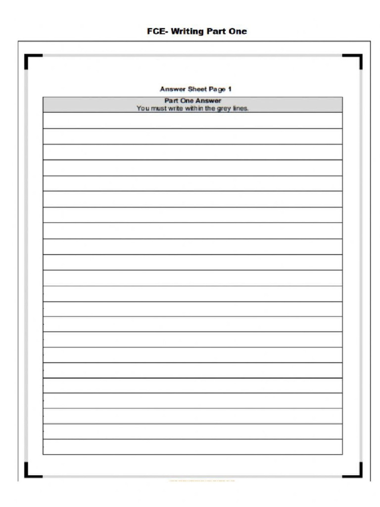 FCE WRITING Answer Sheet | PDF