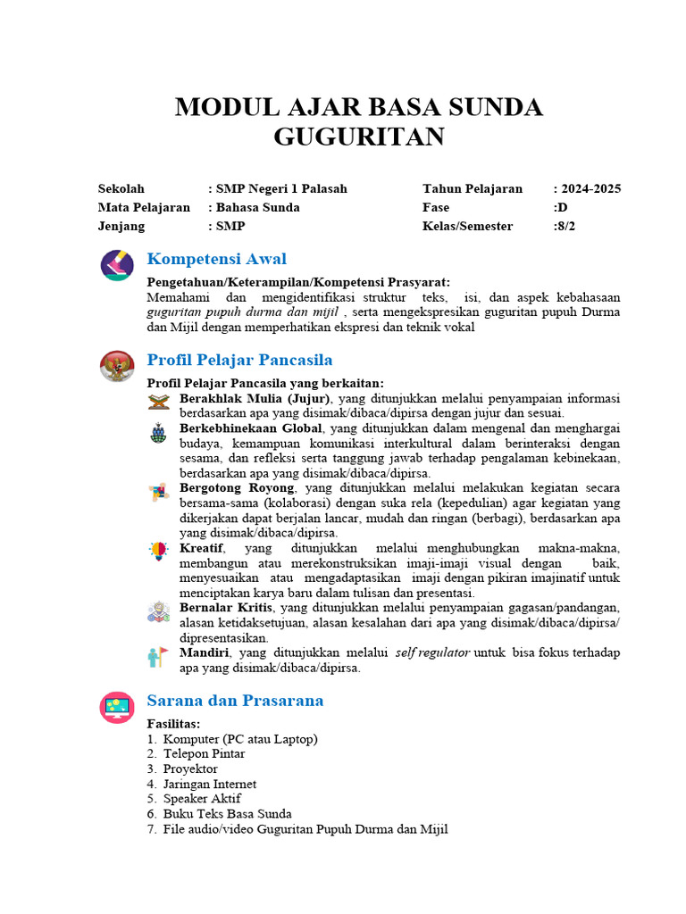 Modul-Ajar-Guguritan Kelas 8 | PDF