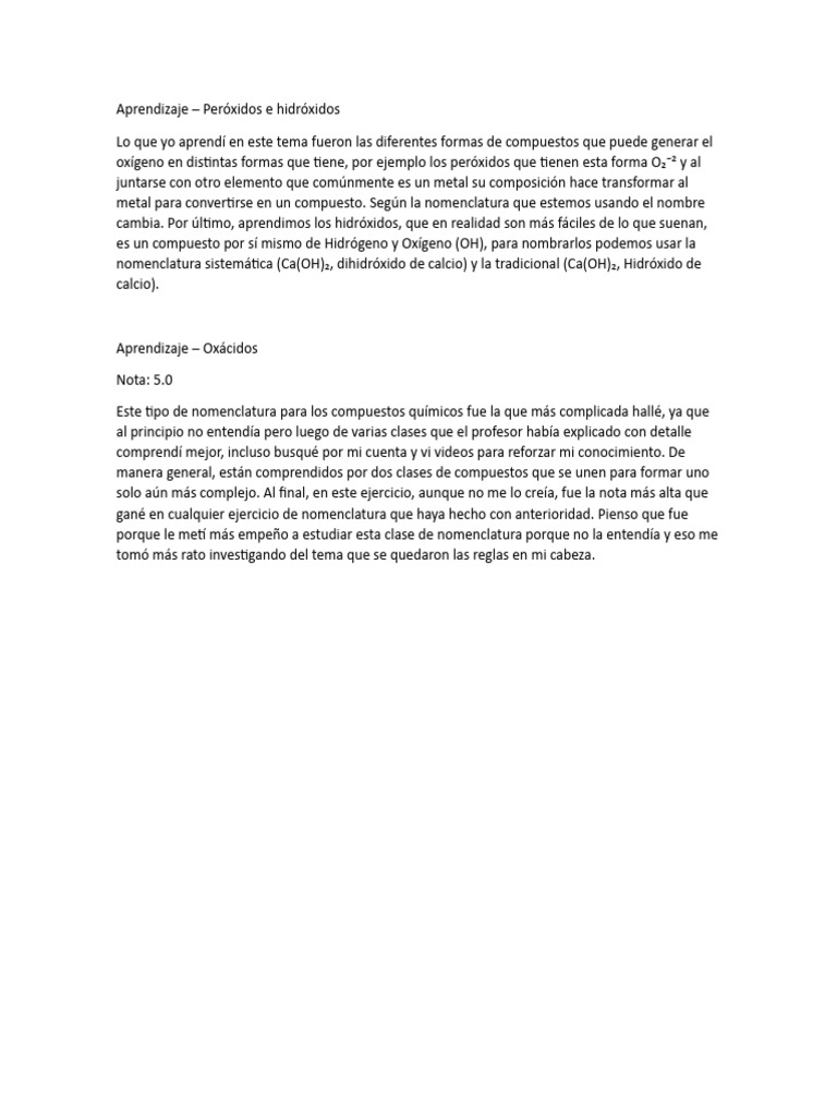 Aprendizaje de Química | PDF | Artes del Lenguaje y Comunicación