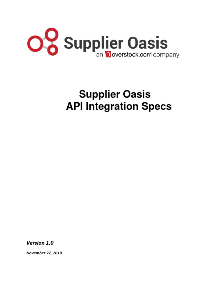 Supplier Oasis API Developer Guide - 1.0 | PDF | Computing ... Supplier Oasis API Developer Guide - 1.0 | PDF | Computing ...